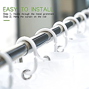 FYY Shower Curtain Liner, 72 Inch Waterproof PEVA Shower Curtain Liners with Metal Grommets and 12 Plastic Hooks Thick Bathroom Plastic Shower Curtain Liner-Flower