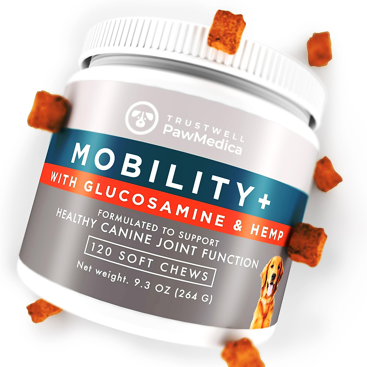 PawMedica Glucosamine for Dogs, Hip & Joint Care Chews for Dogs, Joint Support for Dog Joint Supplements with Hemp Mobility for Dogs, Senior Dog Joint Supplement Large Breed - 120 Dog Hemp Chews