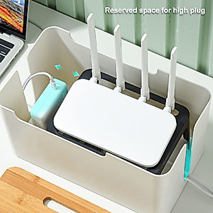 VBESTLIFE Large Space Router Storage Box with Multi Hole Bit, Cover, Neat Organization for Router, TV Box Components, Media Equipment