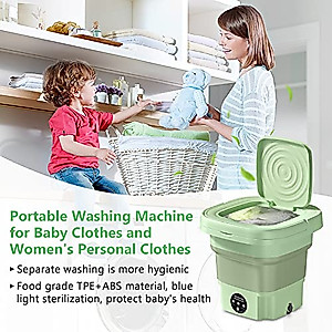 Portable Washing Machine and Dryer Combo, 8L Mini Folding Washing Machine Portable with Disinfection Function, Small Portable Washer and Dryer Combo for Apartments, Dorm, Camping, RV, Travel Laundry