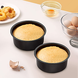 LIANYU 4 Inch Round Black Nonstick Cake Pan Set of 3, Stainless Steel, Ideal for Birthday Baking Wedding