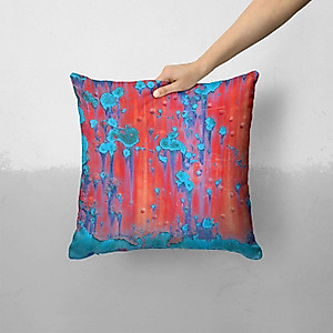 iiRov Bright Red Metal with Turquoise Rust - Custom Decorative Home Decor Indoor or Outdoor Throw Pillow Cover Plus Cushion Set for Sofa, Bed or Couch (Pillow CASE Cover Plus Cushion)