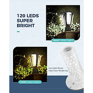 Lovus 2Pack Solar Post Light Fixture, Two Mounting Ways, Pole/Pier Mount 6000k Outdoor Solar Post Lamp Dusk to Dawn for Patio, Garden