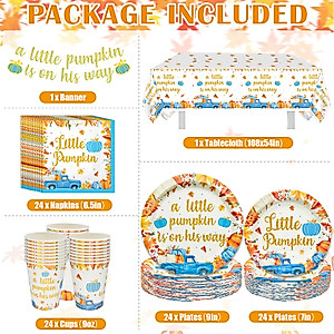 170Pcs A Little Pumpkin is On His Way Baby Shower Party Decorations Little Pumpkin Baby Shower Decorations Boy A Little Pumpkin is On The Way Baby Shower Boy Blue Pumpkin Baby Shower Decorations