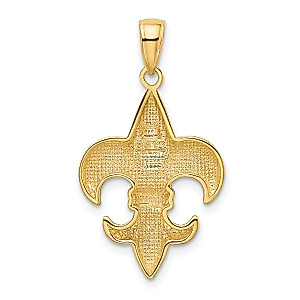 IceCarats 14K Yellow Gold Medium French Fleur De Lis Lily Flower Necklace Religious Pendant Saint Charm 35mm x 18mm Only