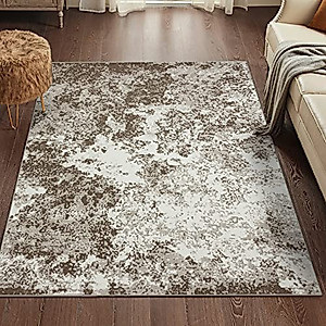 LUXE WEAVERS 6097 Abstract Marble Modern Area Rug, Brown/Size 5 x 7