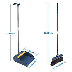 Broom and Dustpan Set for Home,Dustpan and Broom Set with 33 inch Long Handle for Home Kitchen Room Office Lobby Floor Use Upright Stand Up Broom and Dustpan Set for Home