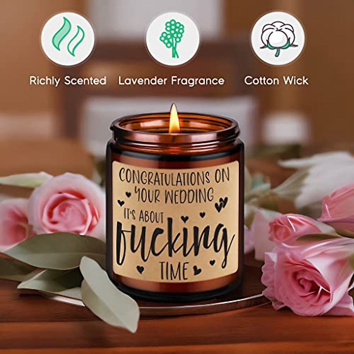 GSPY Scented Candles - Wedding Gifts for Couple - Congratulations on Your Wedding, Funny Wedding Gifts, Wedding Candles - Best Friend Wedding Gift, Newlywed Gift, Bride and Groom Gifts, Marriage Gifts