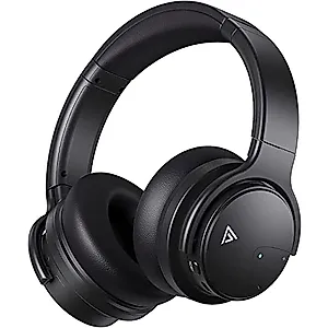 PurelySound E7 Active Noise Cancelling, Wireless Over Ear Bluetooth Headphones, 20H Playtime, Rich Deep Bass, Comfortable Memory Foam Ear Cups for Travel, Home Office -Matte Black