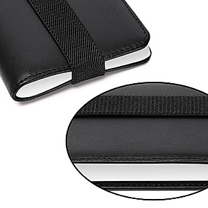 LLi Cufite Italian Calfskin Genuine Leather Checkbook Cover Deluxe Minimalist with Plastic Insert Flap Pen Loop & Strap for Men Women