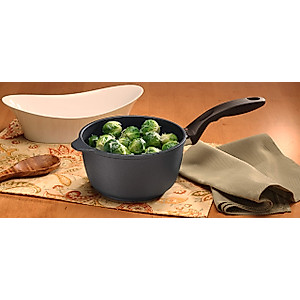 Swiss Diamond 2.2 Quart (7") Nonstick Induction Saucepan with Lid, Dishwasher & Oven Safe, Grey