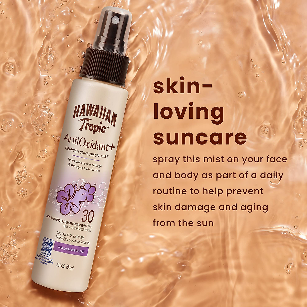 Hawaiian Tropic Skin Defense Sunscreen Mist SPF 30, 3.4oz | Travel Size Sunscreen Spray, Hawaiian Tropic Sunscreen SPF 30, Oxybenzone Free Sunscreen, 3.4oz