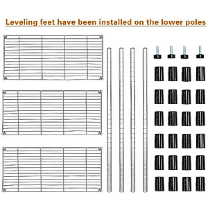Catalina Creations EFINE 3-Shelf Shelving Unit Unit with 3-Shelf Liners,Adjustable Storage Shelves,Heavy Duty Organizer Wire Shelving Rack for Pantry Closet Kitchen Basement