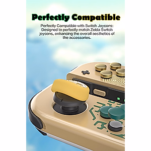 Switch Thumb Grip Caps for The Legend of Zelda: Tears of The Kingdom, Soft Silicone Joystick Cover and Switch Button Caps for Switch OLED/Switch lite - GreenGold