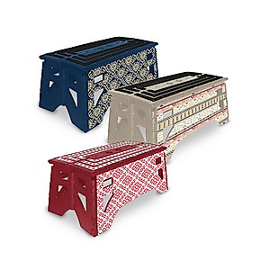 eXpace Folding Step Stool, 13-Inch Wide, Non-Slip for Indoor and Outdoor Use, Adults and Kids up to 350 lbs, Pink & White Stripes