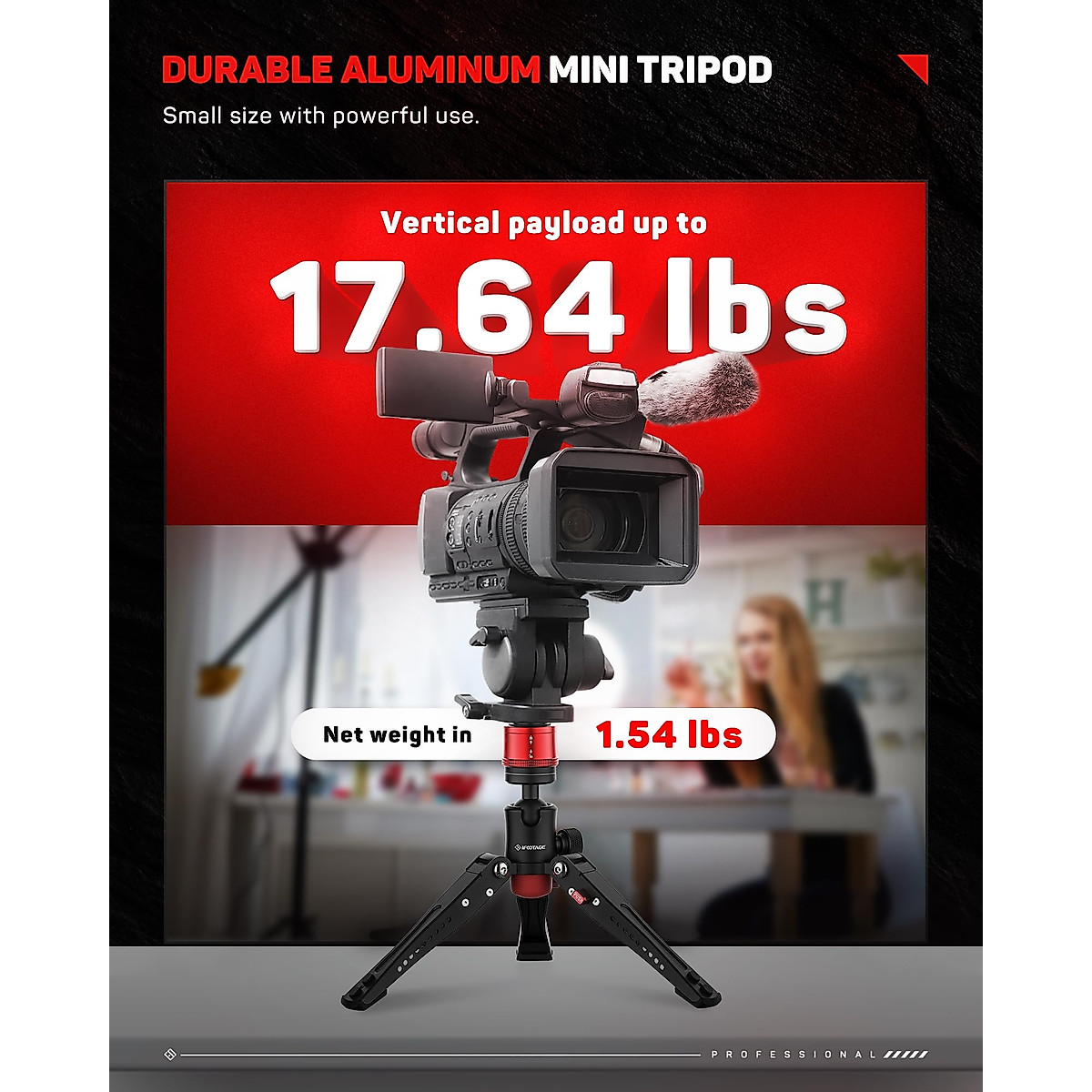 IFOOTAGE Small Tripod, Professional Mini Tripod for Photography, Tabletop Tripod for Photography, Aluminum Heavy Duty, Desktop Tripod Compatible with Sony, Nikon, Canon DSLR Camera, IFOOTAGE Base