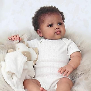 iCradle Reborn Baby Doll 24" African American Soft Silicone Realistic Toddler Toy for Kids Age 3+
