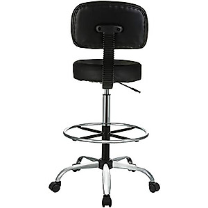 Amazon Basics Multi-Purpose Adjustable Drafting Spa Bar Stool with Foot Rest and Wheels - Black