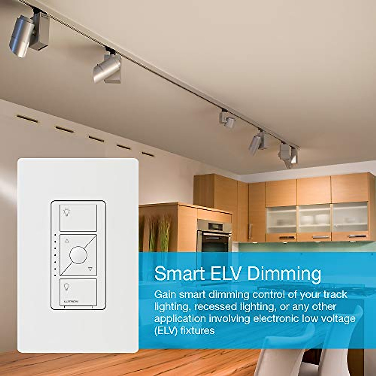 Lutron Caséta Smart Dimmer Switch for ELV+ Bulbs, 250W LED, PD-5NE-LA, Light Almond