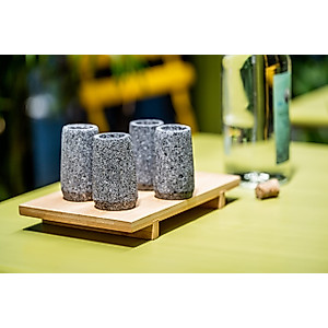 MEXTEQUIL - Volcanic Stone Shot Glasses - Set of Natural Shot Glass - 1.5 Oz - 100% Organic & Eco friendly - Natural Basalt Rock (4 pieces)
