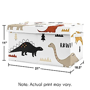 Sweet Jojo Designs Mod Dino Boy Girl Small Fabric Toy Bin Storage Box Chest Baby Nursery Kid Room - Orange Tan Rust Taupe Mustard Yellow Beige Brown Black Modern Dinosaur Boho Dinosaurs Gender Neutral