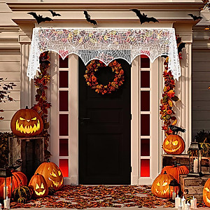 Halloween Decor Indoor White Halloween Fireplace Mantle Decorations Indoor Halloween Decorations White Lace Spiderweb Fireplace Covers Halloween Party Supplies Halloween Party Decorations