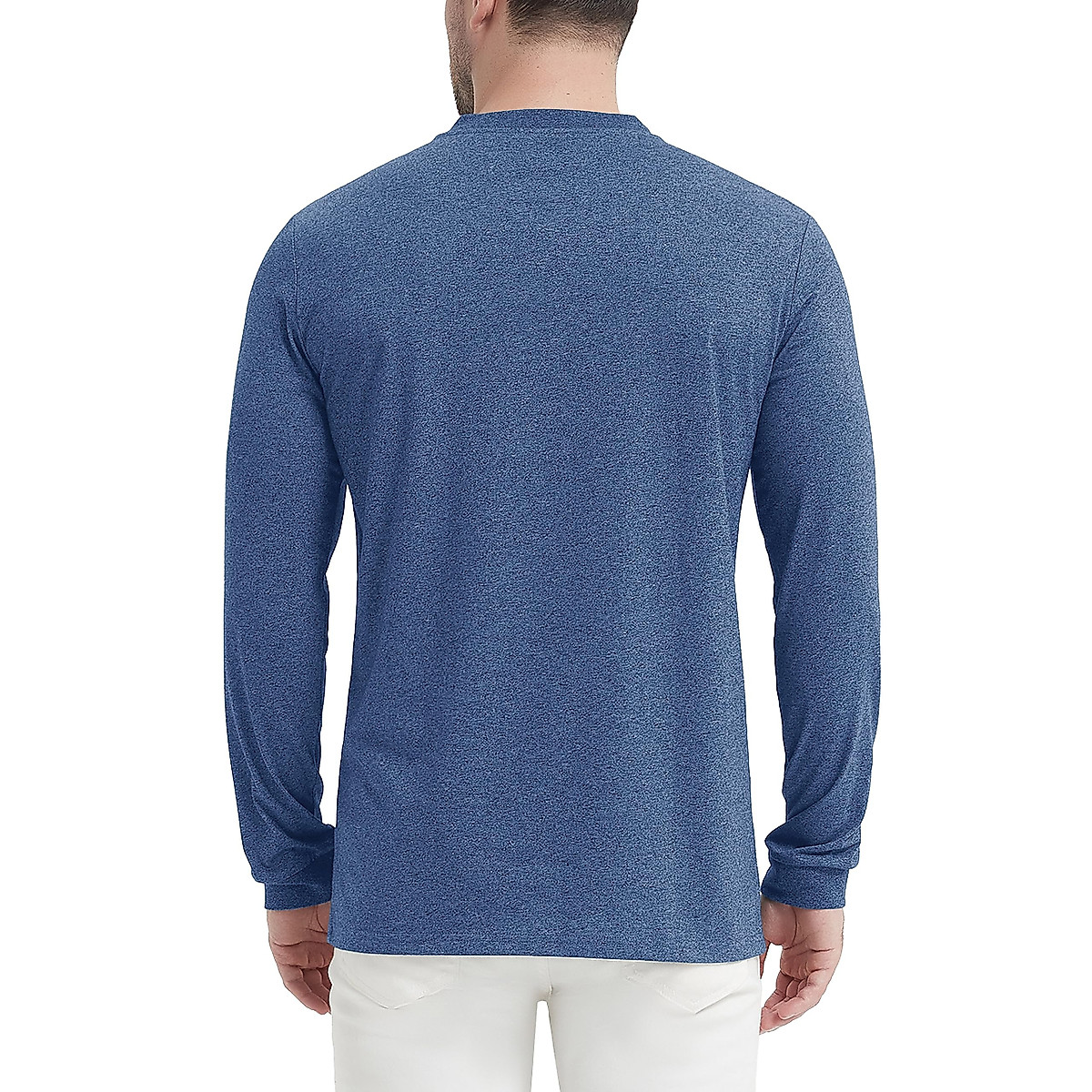 MAGCOMSEN Summer Casual Shirts for Men Henley Shirts Long Sleeve Button Down Shirts Work Henley Shirts with Pocket Blue Grey,XL