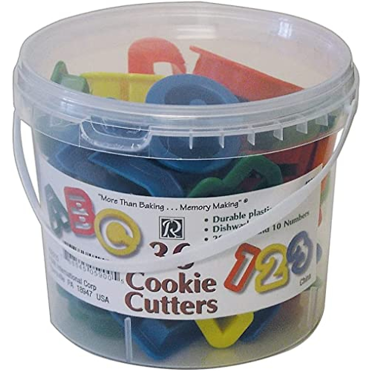 R&M International Alphabet and Number 1.5" Cookie Cutters, 36-Piece Bucket