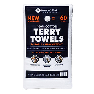 Member's Mark 100% Cotton Terry Towels, 14" x 17" (60 Count)