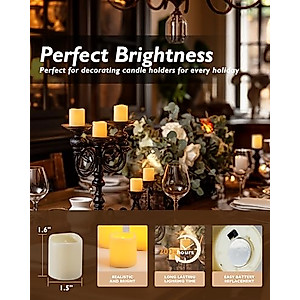 Homemory Flickering Flameless Votive Candles, 12PCS Battery Operated LED Votive Tealight Candles, Realistic Electricn Fake Candle for Easter, Wedding, Table (Battery Included)