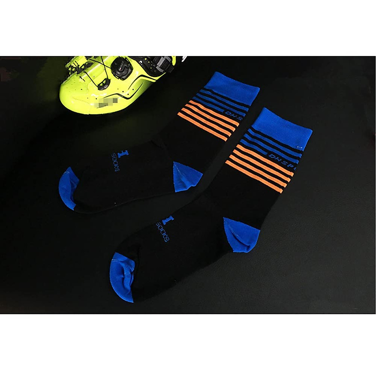 Cycling Socks Pro Mens Womens Riding Bicycle Bike Sport Ankle Athletic XC MTB BMX Orange Pink Blue Green Grey (Grey & Orange), 8-10 (DH07)