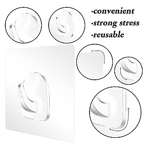 Command Hooks Clear, 10Pcs Adhesive Hooks, Clear Command Hooks, Plastic Hooks, Wall Hooks for Hanging, Drill-Free Wall Hooks, Seamless Hooks, Heavy Duty Hooks for Kitchen Bathroom