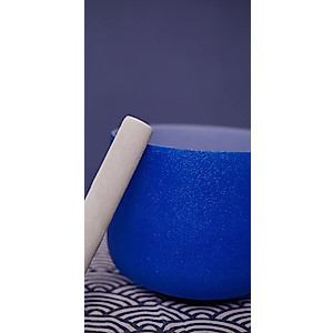 Indigo A Note Crystal Singing Bowl Pineal Chakra 8 inch with Free O-Ring Glue Hammer or Plastic rod wrapped in Sheepskin included For Promotes Peace Chakra Healing and Mindfulness