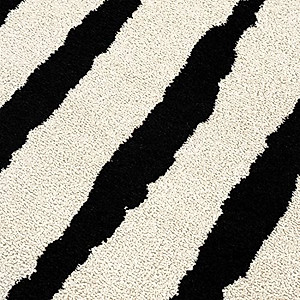 Abani Nordic Collection Area Rug -Contemporary Scandinavian Striped Cream/Black Design -4'x6' -Easy to Clean -Durable for Kids and Pets - Non-Shedding - Medium Pile - Soft Feel -Living Room, Bedroom
