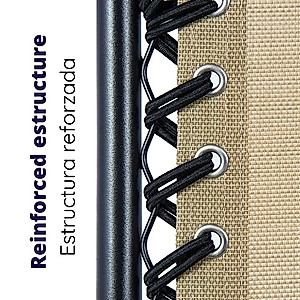 Elly Décor Adjustable Steel Mesh Zero Gravity Recliner with Pillows and Canopy, Lockable Anti-Slip Design, Folding Patio Beach Chair, Comfortable Seat for Outdoor Tanning, Patio Beach Recliner Chair