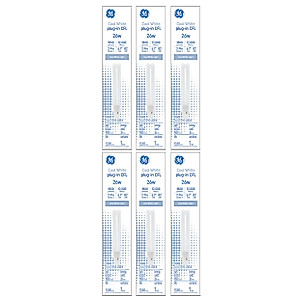 GE (6 Bulbs) Bright Cool White 26 watt Plug-in CFL G24d-3 Base, 6.7 inch, F26DX, 4100K Cool White Compact Fluorescent CFL Light Bulb