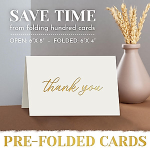 100 Pieces of White With Gold Thank You Cards, Two Thank You Notes Designs, 4x6 Inch Thank You Card, Elegant Thank You Cards Baby Shower, Thank You Cards With Envelopes Bulk with 120 Stickers, Free