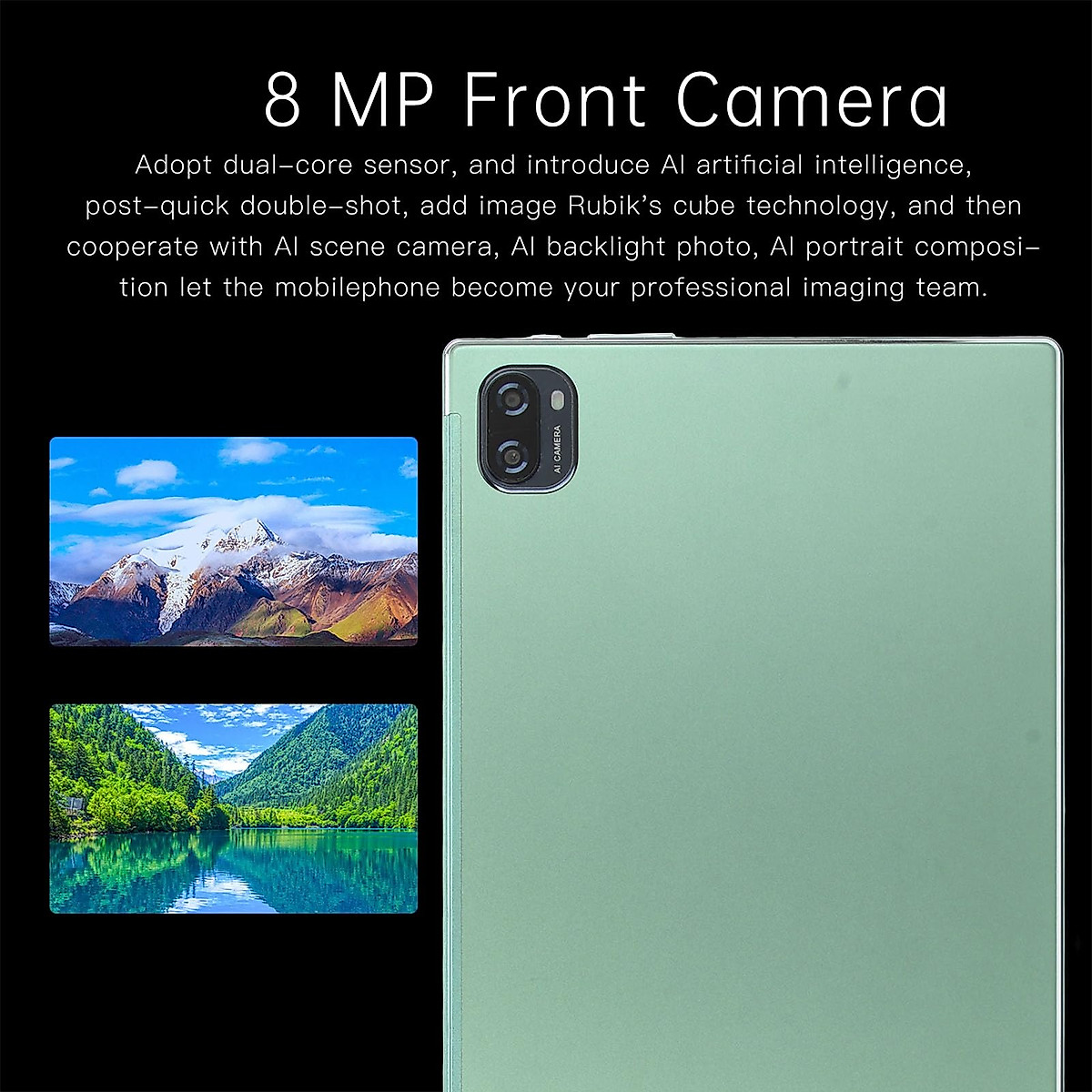 HEEPDD 10.1 Inch Tablet, FHD Tablet 8MP Front 16MP Rear 8 Core CPU Green 100-240V 12 (US Plug)