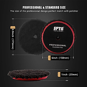 SPTA Microfiber Polishing Pad, 2Pcs 6Inch 150mm Microfiber Pads Microfiber Cutting Disc Microfiber Finishing Disc with Hook & Loop Backing for Car Buffer Polisher Cutting Buffing Waxing and Polishing