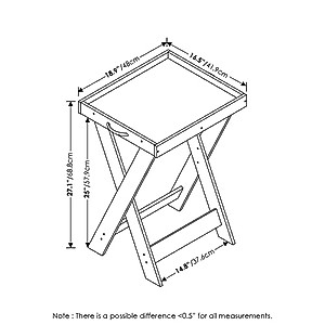 Furinno Classic Tray Table with Removable Tray, French Oak