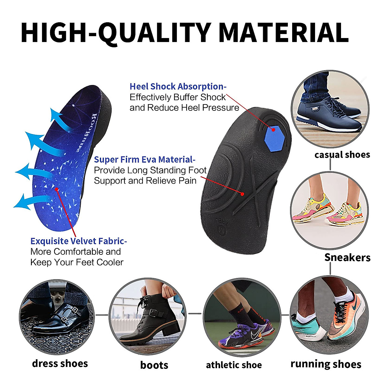 Arch Support, 330+ lbs Plantar Fasciitis Insoles, 3/4 Length Orthotic Inserts for Women & Men Heel Pain, Flat Feet,Heavy Duty Strong Support Pain Relief for Walking Running
