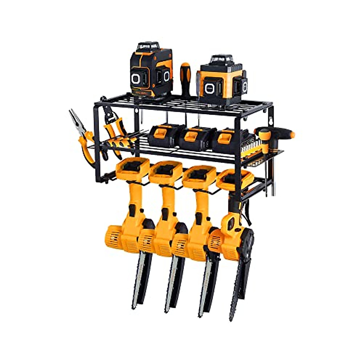 Power Tool Organizer, Garage Storage Wall Mount with 2 Pc Shelves/Heavy Duty Garage Organizers/Utility Rack for Screwdriver Pegboard Shed Workshop Cordless Drill Holder/Dad & Husband Garage Gifts