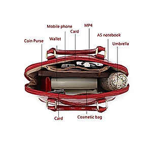 Yan Show Women's Satchel Purse Large Tote Lady Shoulder Bag Patent Leather Handbag Top Handle Shell Bag (black-1)