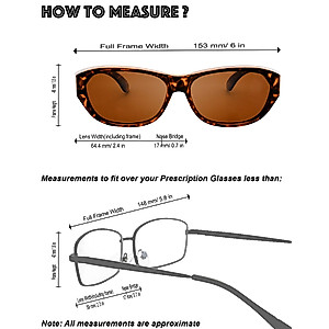 The Fresh High Definition Polarized Wrap Around Sunglasses for Wide Prescription Glasses 64mm Gift Box (F304-Tortoise, Brown)