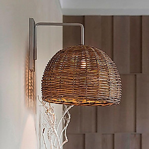 MODEBHD Plug in Wall Sconces, Rattan Wall Sconce,Boho Wicker Sconces Wall,Decor Wall Lamp with Plug in Cord,Hanging Lamps Wall Mount Light for Bedroom Living Room