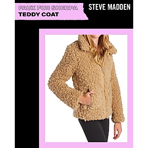 Steve Madden Girls' Jacket – Zip Up Sherpa Fleece Sweatshirt Jacket – Casual Teddy Coat for Girls (4-16), Size 7-8, Taupe