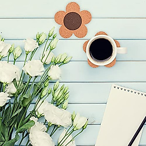 Fasmov 12 Pack 3/8" Thick Cork Coasters, 4 Inch Flower Shape Absorbent Natural Cup Coasters Heat Resistant Coasters for Drinks, Wine Glasses, Cups & Mugs