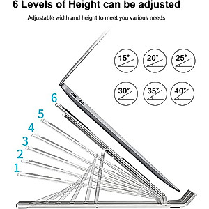 SGIN Laptop Stand, Computer Stand, Adjustable Laptop Riser, Foldable Ergonomic Laptop Holder Compatible with 10-15.6” Laptops(Silver)
