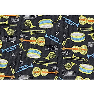 OCIA Boys Dinosaur Sharks Pattern Pre-Tied Bowtie Kids Adjustable Bow Tie Yellow Black Musical Instrument