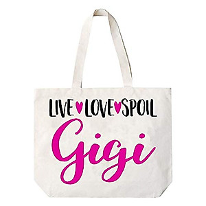 COCOVICI Live Love Spoil Gigi Canvas Tote Bag Grandma Gift Idea Book Bag